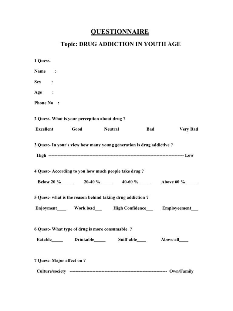 Questionnaire About Drug Addiction | PDF