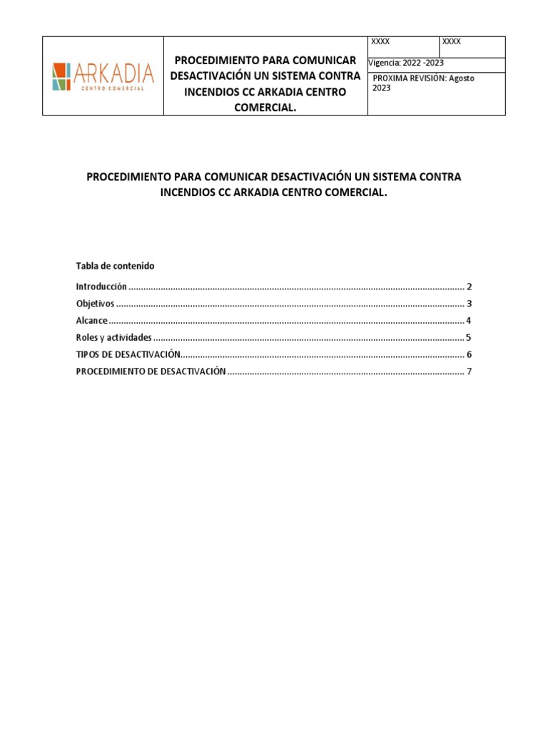 Procedimiento para Comunicar Desactivación de Un Sistema Contra ...