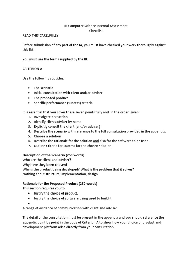 IB Computer Science Internal Assessment | Download Free PDF ...