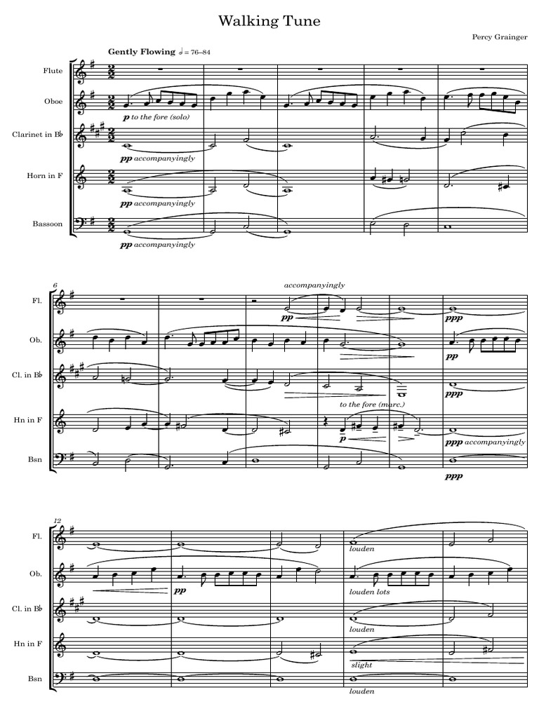 Walking Tune F | PDF | Woodwind Instruments | Musical Compositions