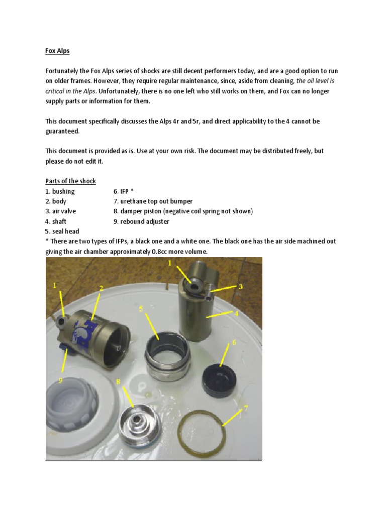 Fox Alps 2 | PDF | Piston | Equipment