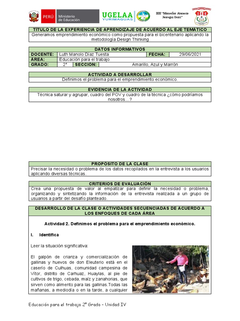 EPT 2° - Experiencia de Aprendizaje 4-Actividad 2 | PDF