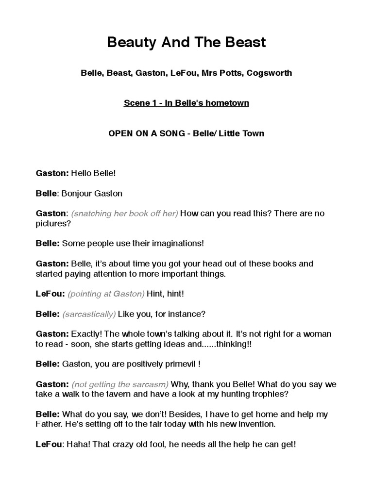 Belle's Monologue in Beauty and the Beast | PDF