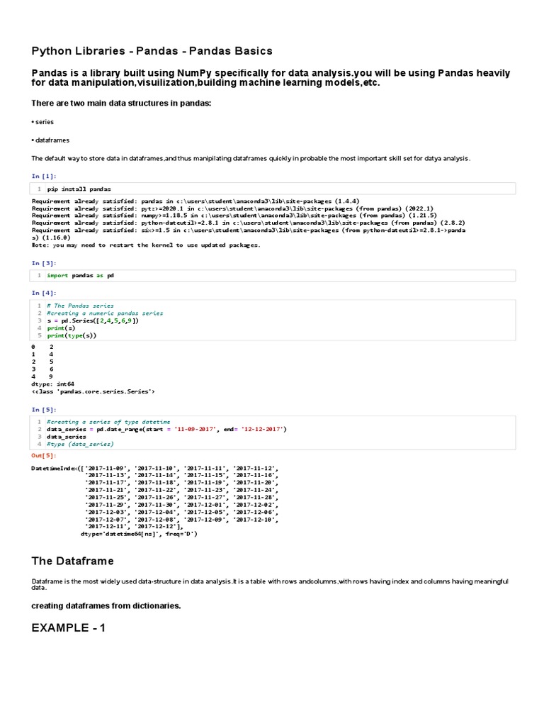 Pandas - Jupyter Notebook | PDF | Data | Computing Pandas - Jupyter Notebook | PDF | Data | Computing