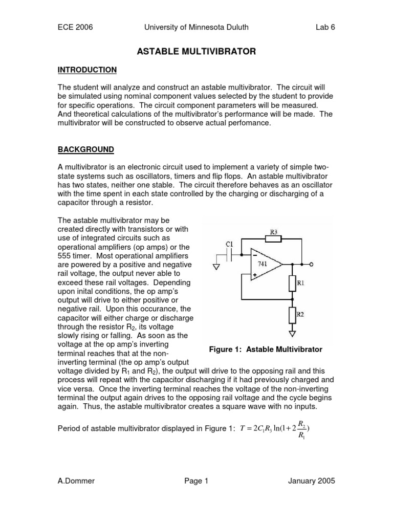 Astable Multivibrator Lab Guide | PDF | Operational Amplifier | Amplifier