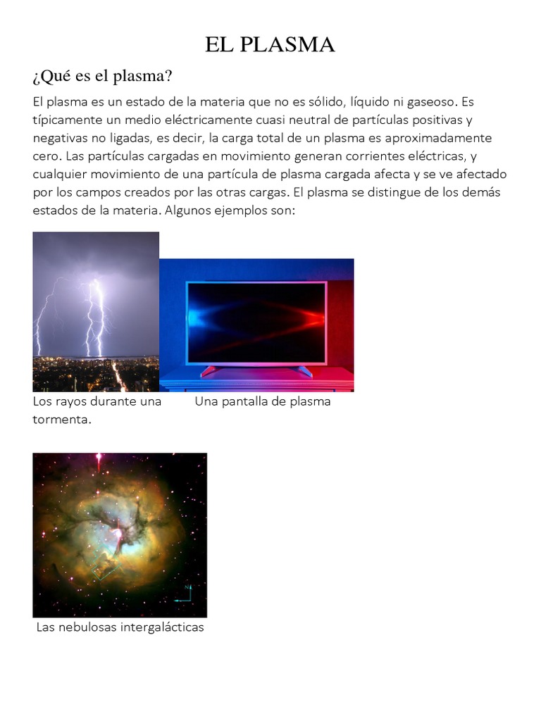 Ejemplos y características del plasma | PDF