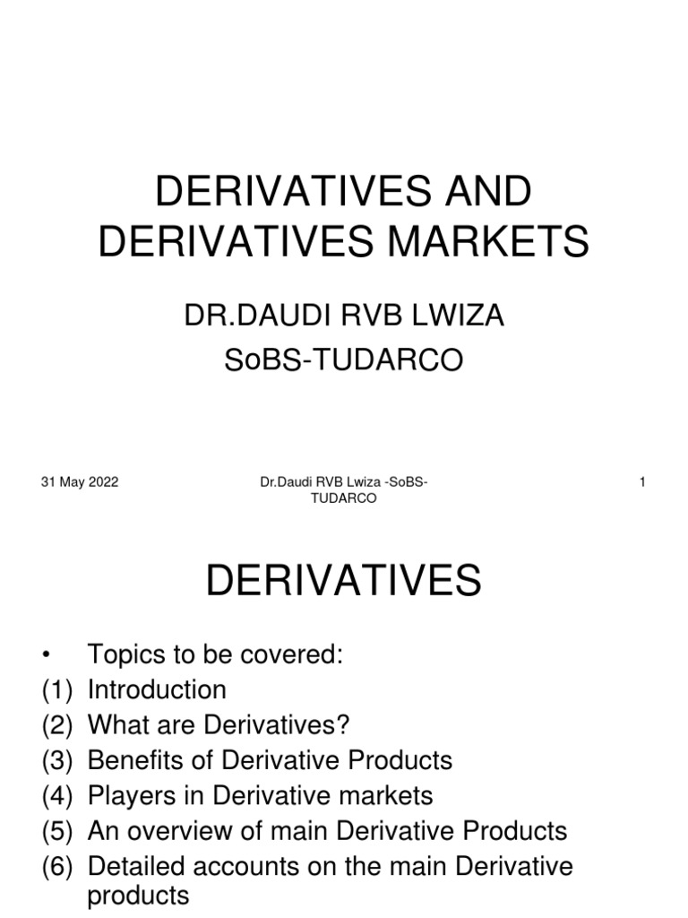 Overview of Derivatives Markets | PDF | Derivative (Finance) | Option ...