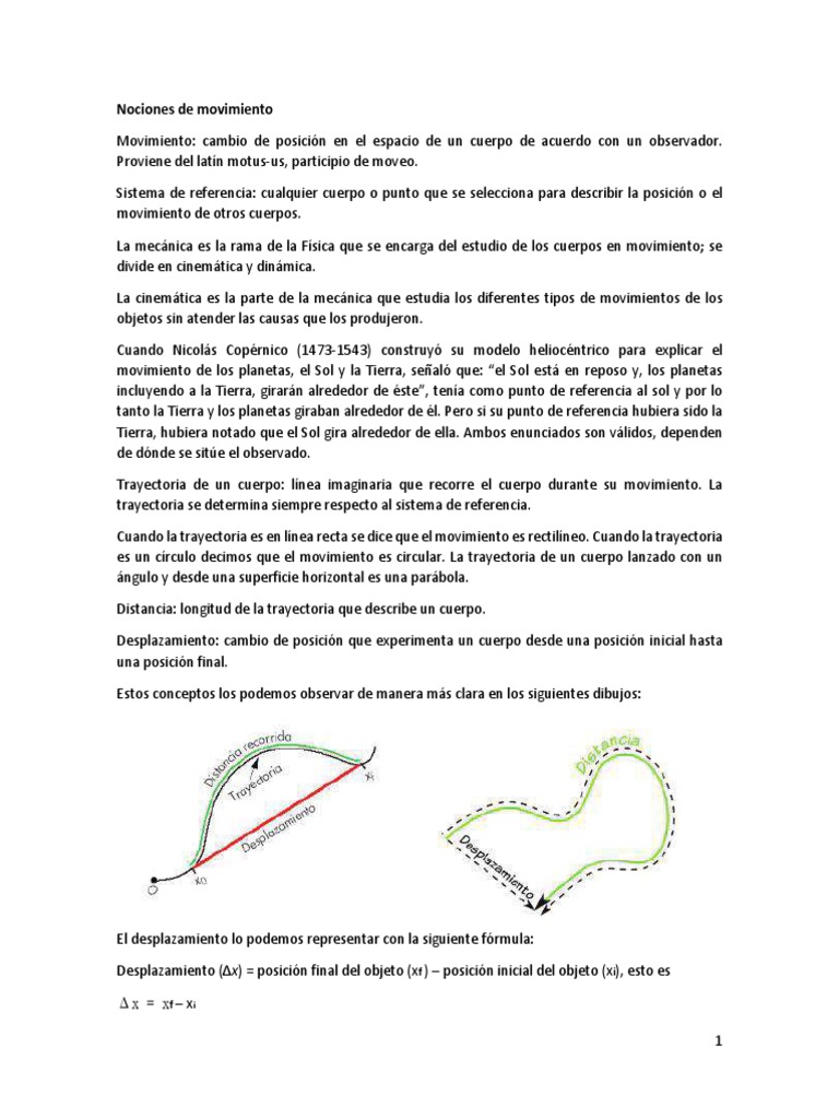 Conceptos fundamentales del movimiento | PDF