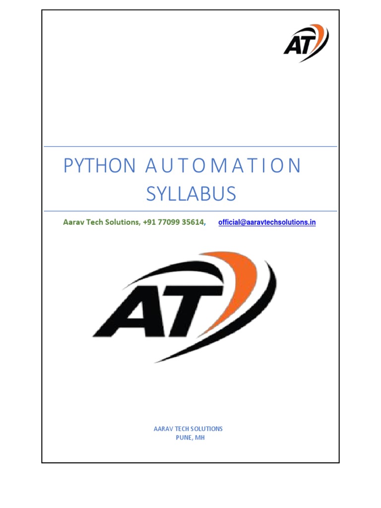 Python Automation Program 2 - Syllabus - Aarav Tech Solutions | PDF ... Python Automation Program 2 - Syllabus - Aarav Tech Solutions | PDF ...