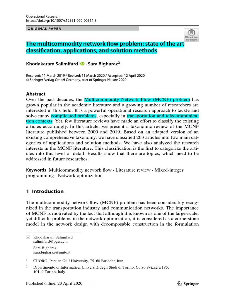 The Multicommodity Network Flow Problem Pdf Linear Programming Mathematical Optimization