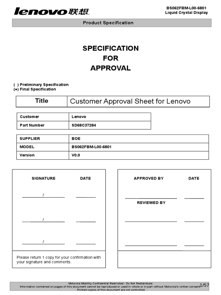 LCD SPEC - XT1965 - 6.24-FHD-BOE-M6205G6F1-SD68C37284-LCD Spec-A0 ...