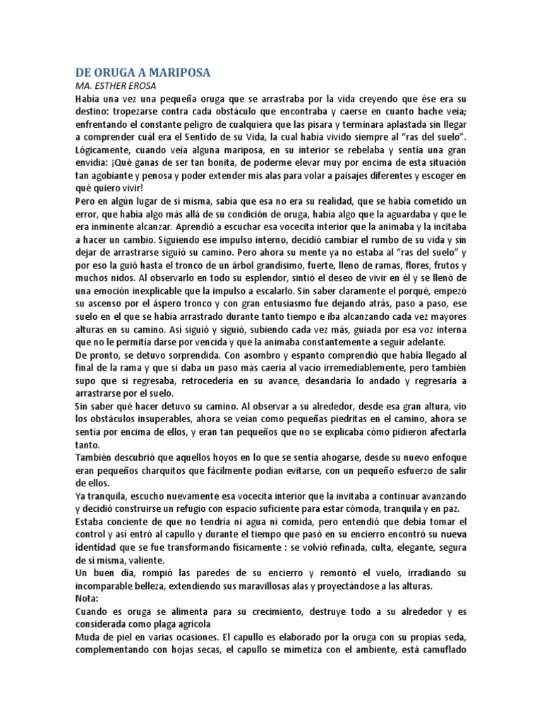 Transformación de Oruga a Mariposa | PDF