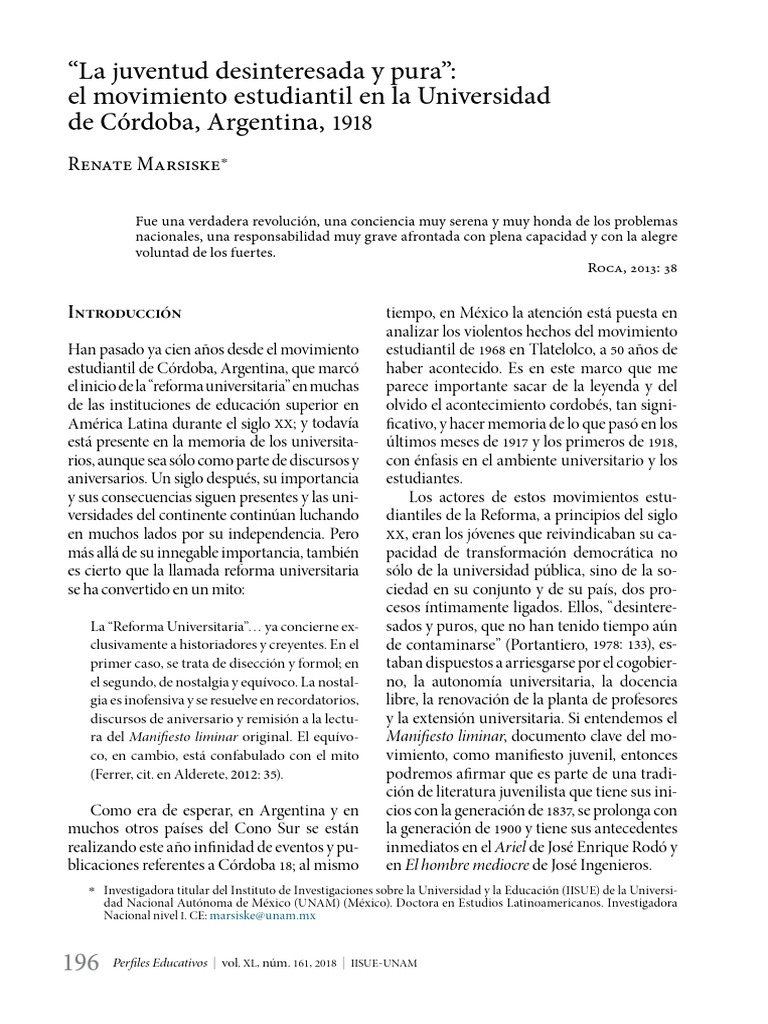 MARSISKE, R, (2018) La Juventud Desinteresada y Pura | PDF ...