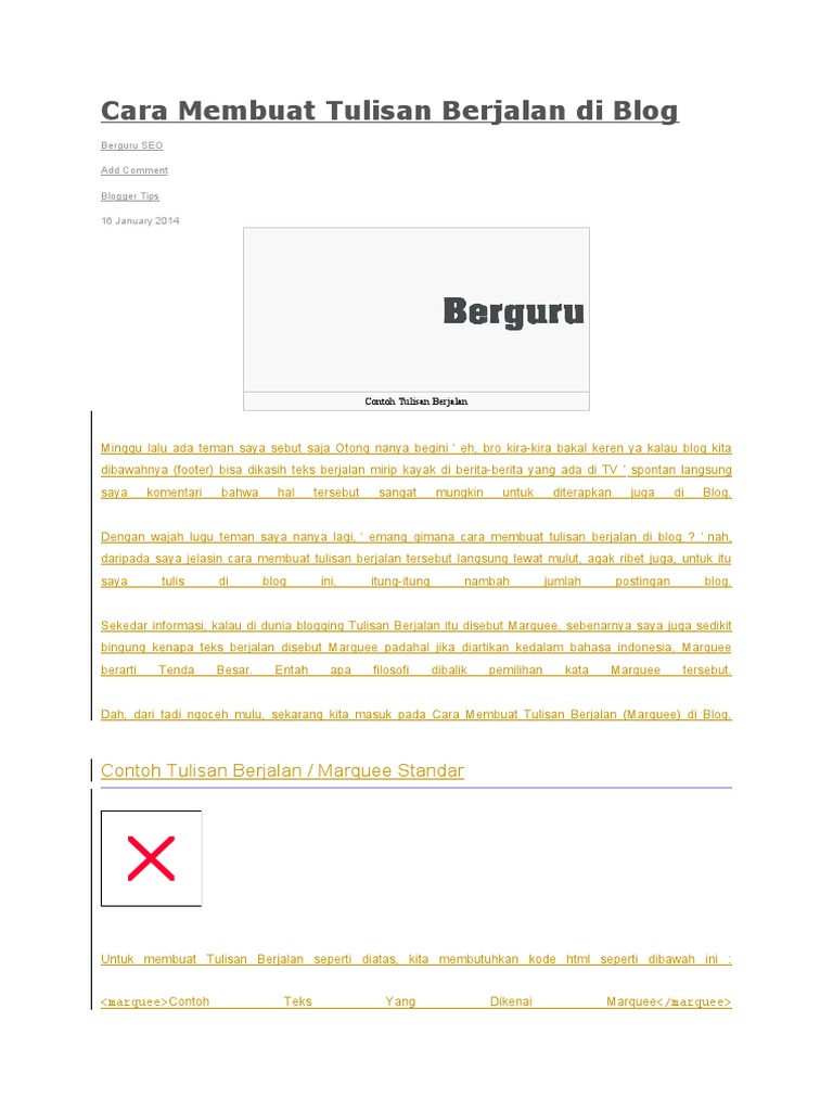 Cara Membuat Tulisan Berjalan Di Blog | PDF