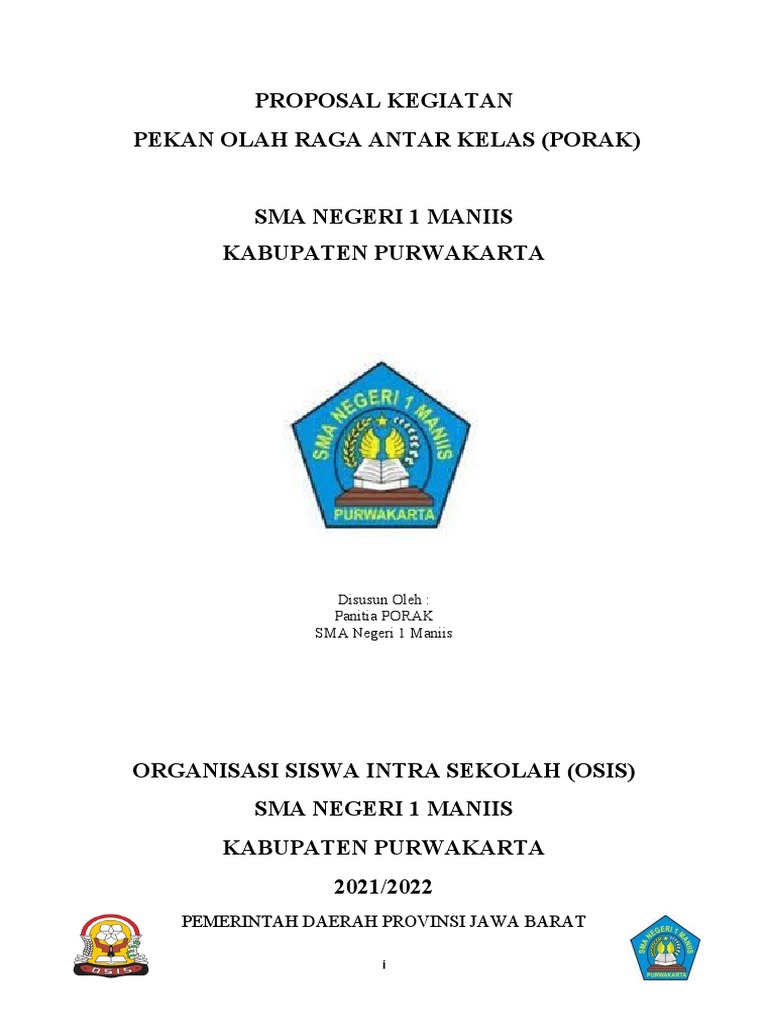 Proposal Kegiatan PORAK SMAN 1 Maniis | PDF