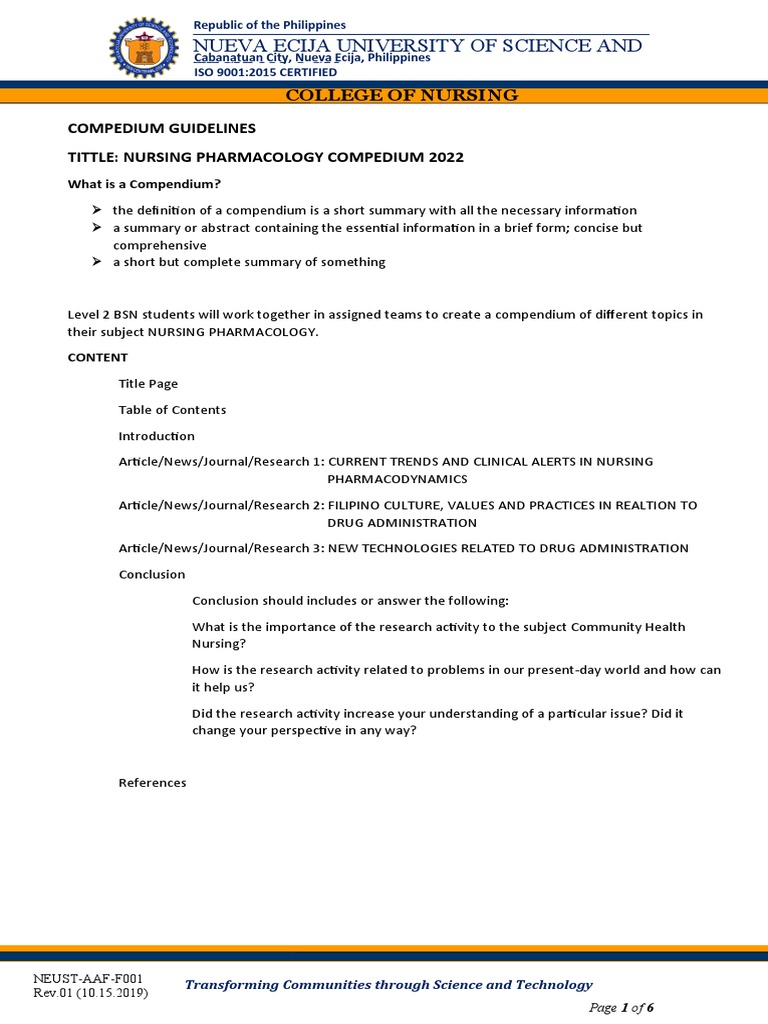 Compedium Guidelines-Topics-Groupings | PDF | Nursing | Social Programs