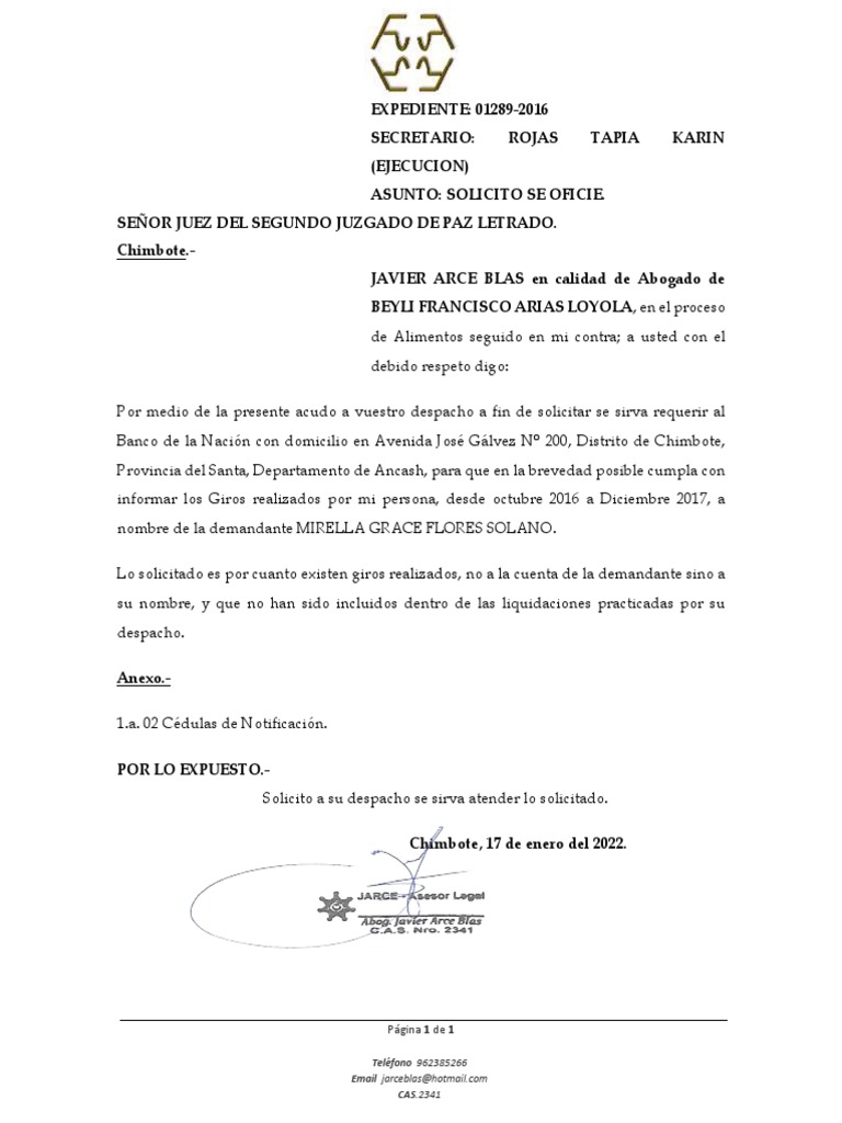 Solicito Se Oficie | PDF | Finanzas y administración del dinero ...