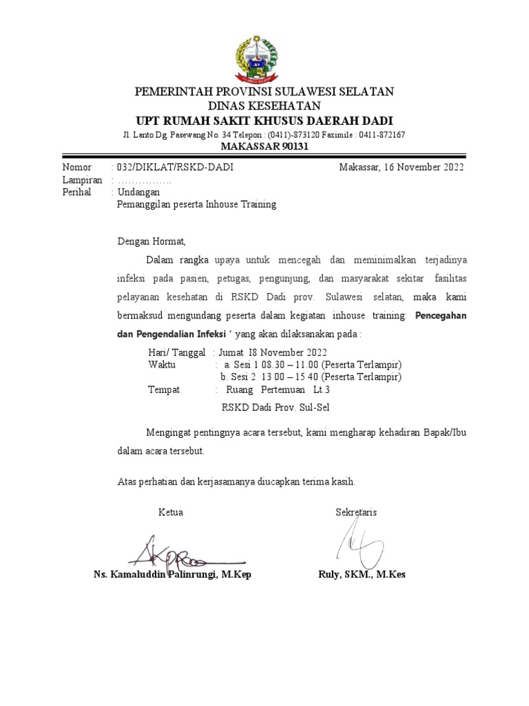 Undangan Inhouse Training Ppi | PDF