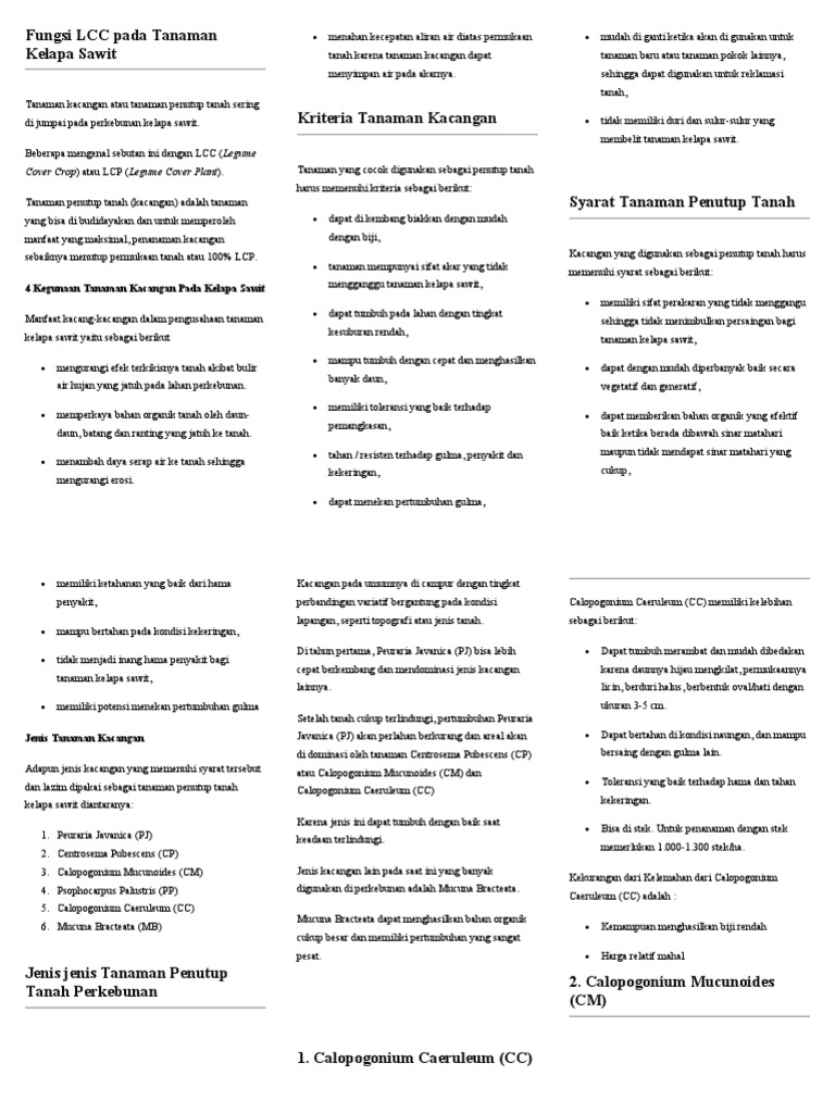 Fungsi Lcc Pada Tanaman Kelapa Sawit Pdf