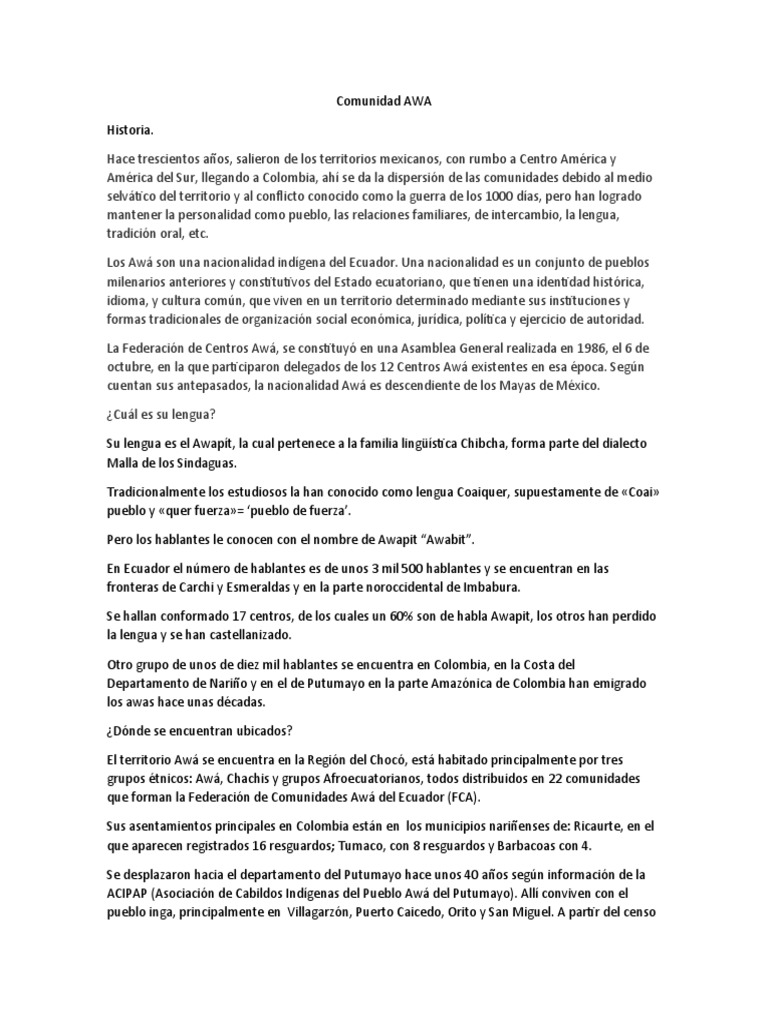 Comunidad AWA | PDF | Ecuador