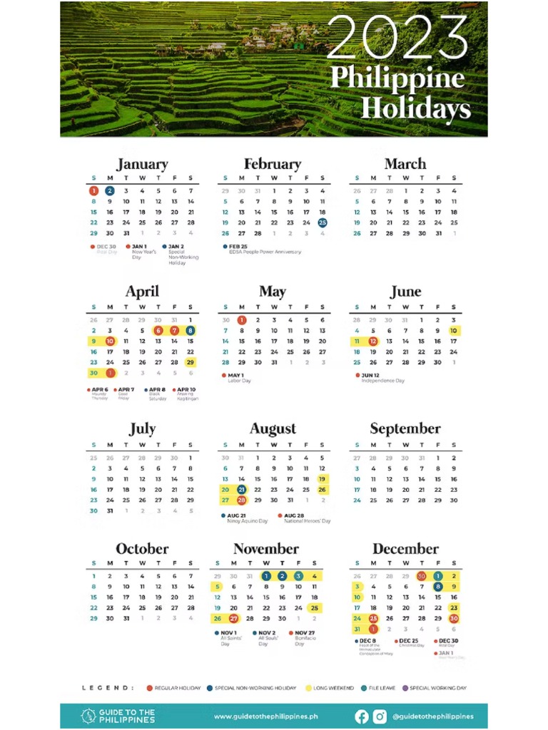 2023 Philippine Holidays Calendar Holy Week Long Weekends When To File ...
