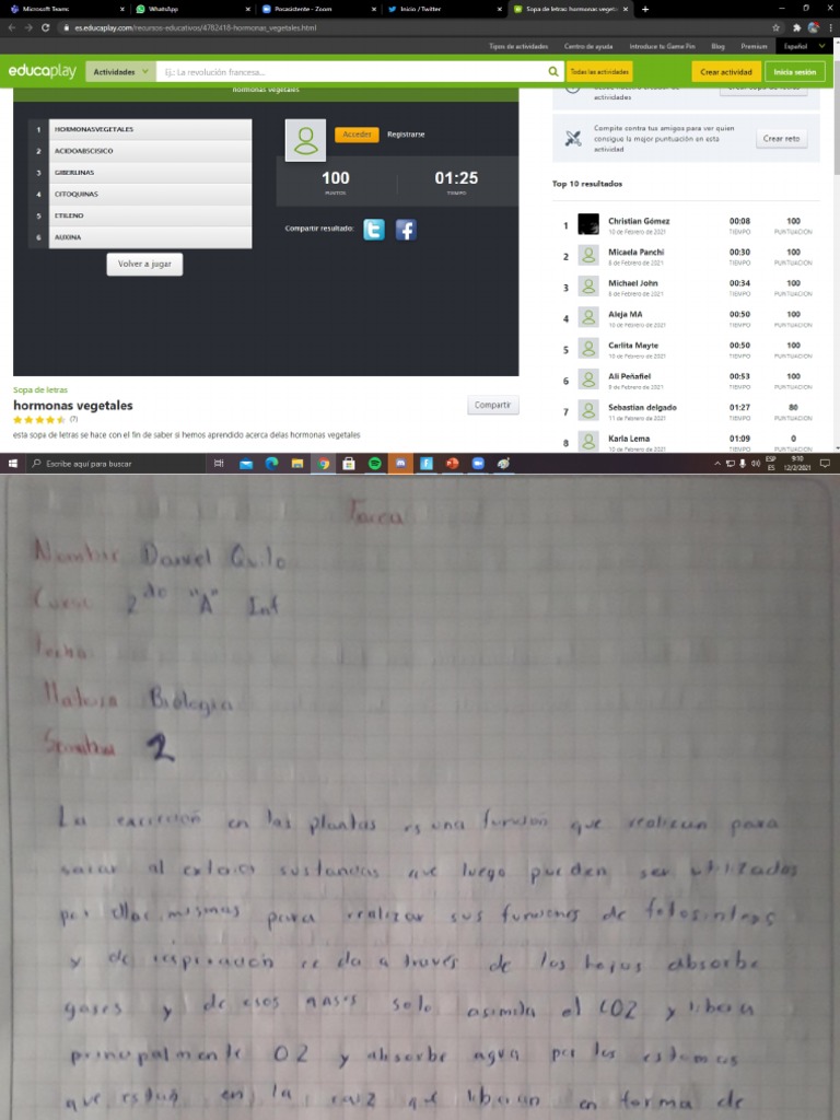 Tareas de Biologia-Daniel Quilo-2do A Inf | PDF