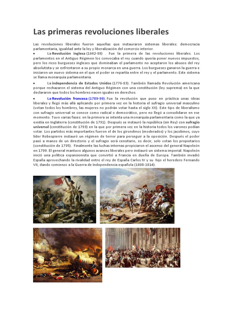 Las Primeras Revoluciones Liberales | PDF