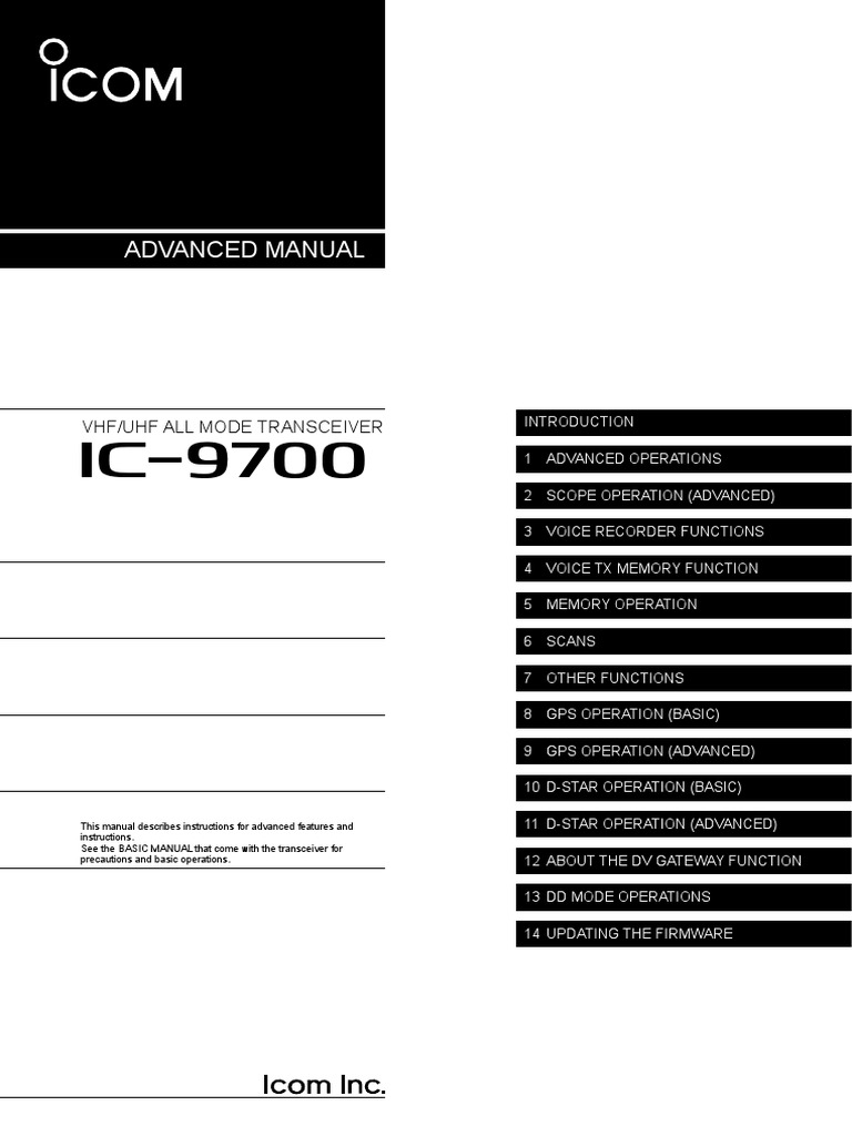 IC-9700 ENG AM 1a | PDF | Computing | Sound Production Technology