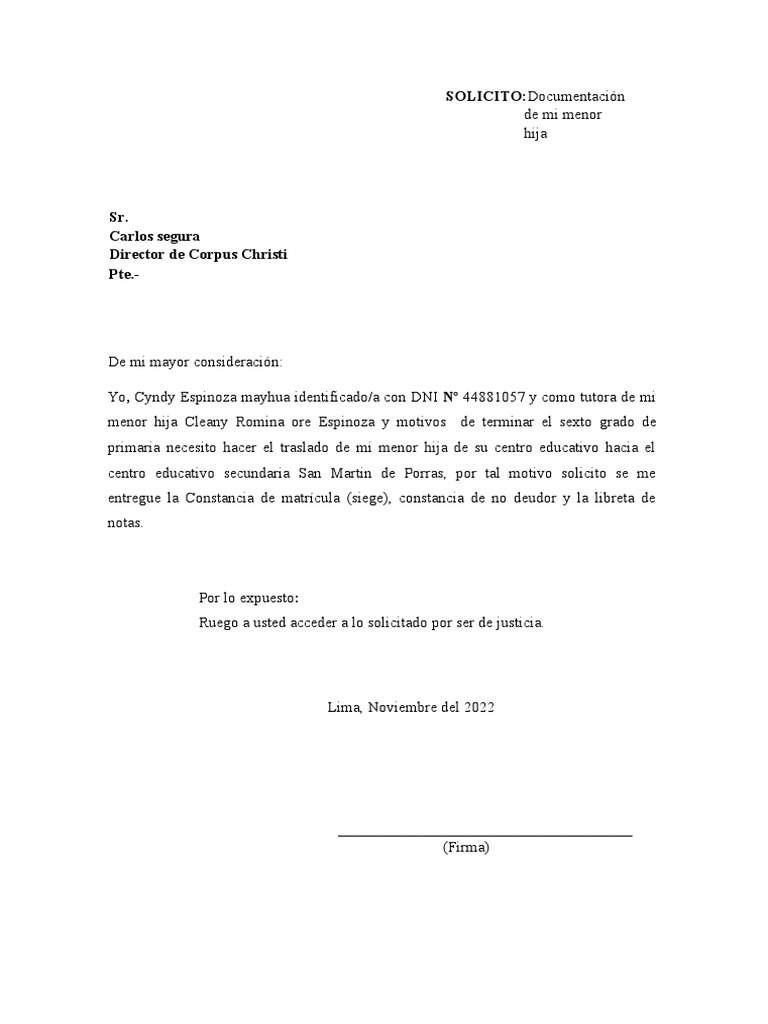 SOLICITO:Documentación | PDF