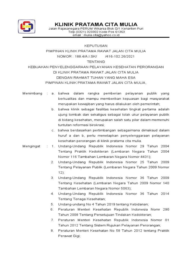 SK PKP Klinik | PDF | Pengembangan Diri