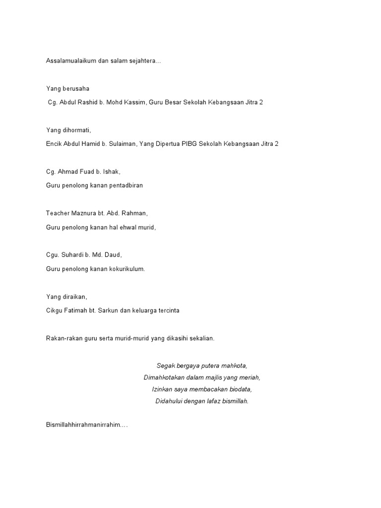 Biodata Fatimah | PDF