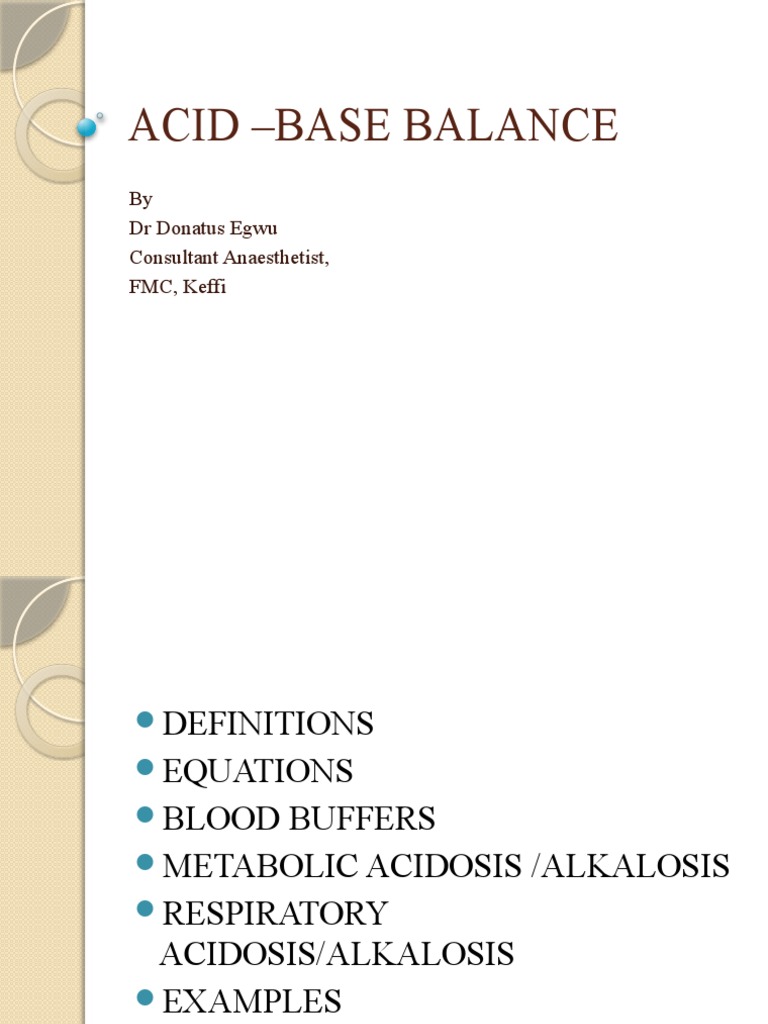 Acid - Base Balance | PDF | Bicarbonate | Respiratory System