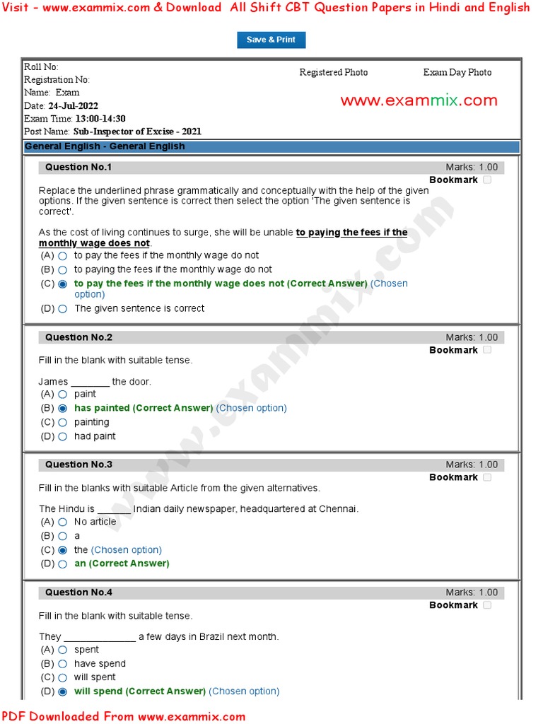 OSSC Excise SI Question Paper 24th July 2022 2nd Shift | PDF | Cost Of ...