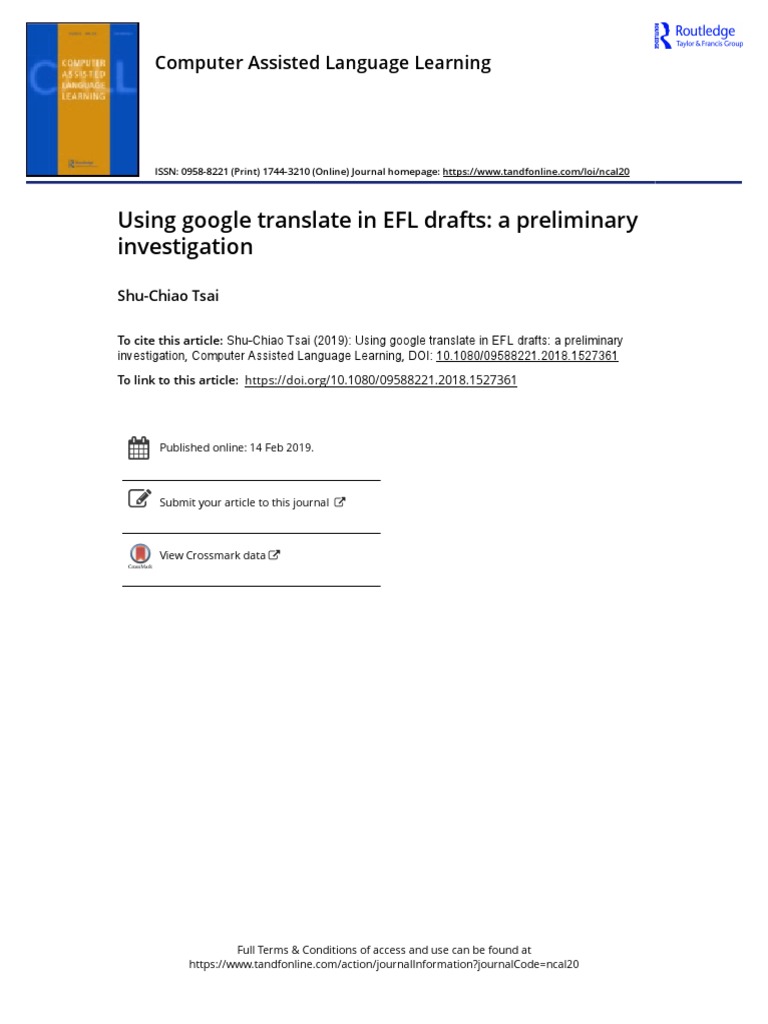Using Google Translate in EFL Drafts: A Preliminary Investigation | PDF ...