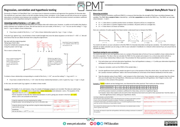Ch.1 Regression, Correlation and Hypothesis Testing | PDF | Regression ...