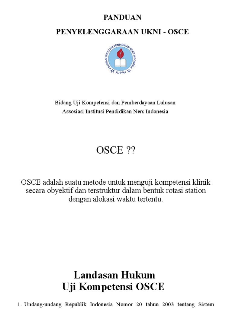 PANDUAN UKNI-OSCE AIPNI-rta Medan 2022-1 | PDF