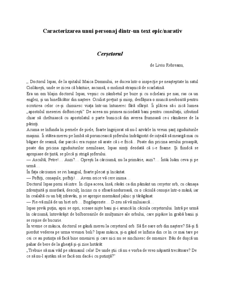 Caracterizare Personaj | PDF