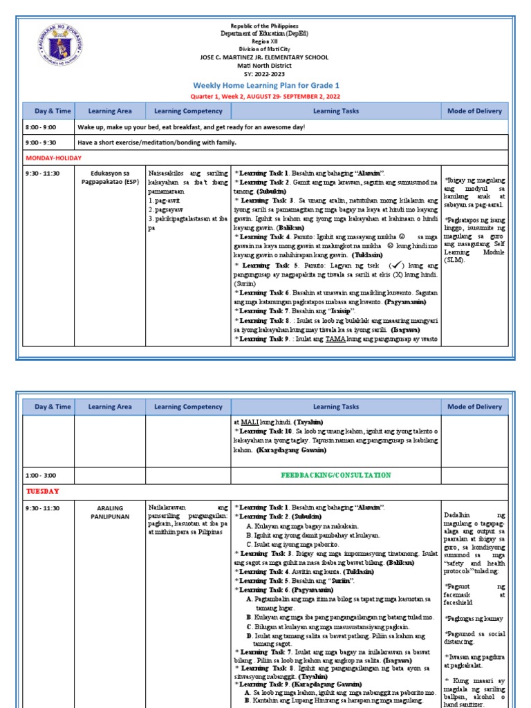 WHLP-GRADE-1-Q1-W2-ALL-SUBJECTS - by GuroAko | PDF