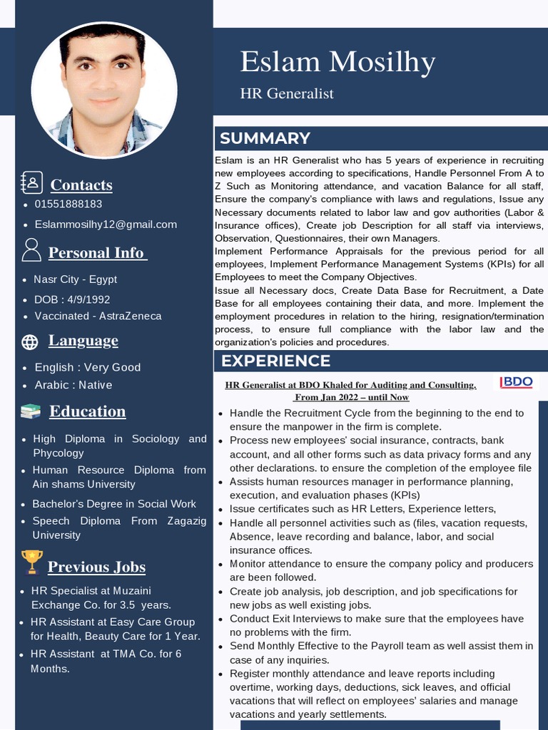 Professional CV Sample | PDF | Human Resource Management | Employment