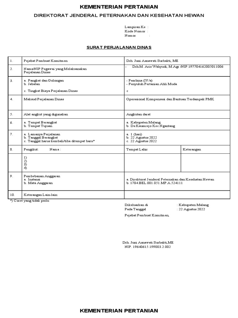 Form SPPD Banper PMK (Depan) | PDF
