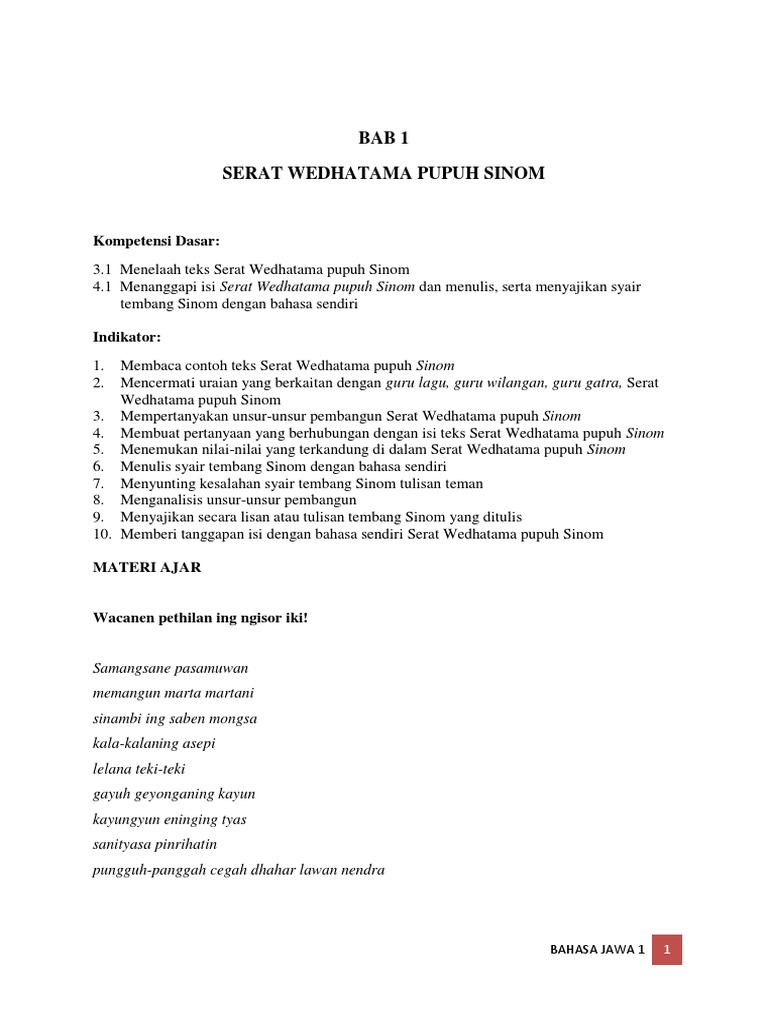 E-Modul Bahasa Jawa Kelas X Semester Genap | PDF