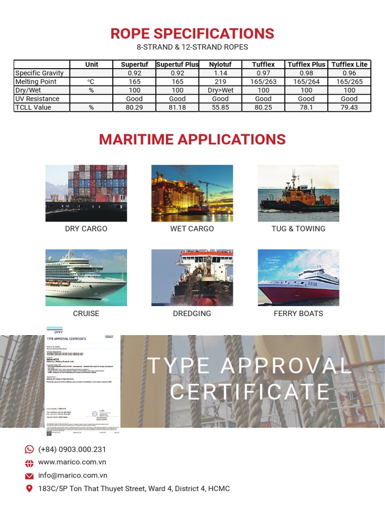 Rope Specifications: A Guide to MARICO's Marine Rope Offerings | PDF ...