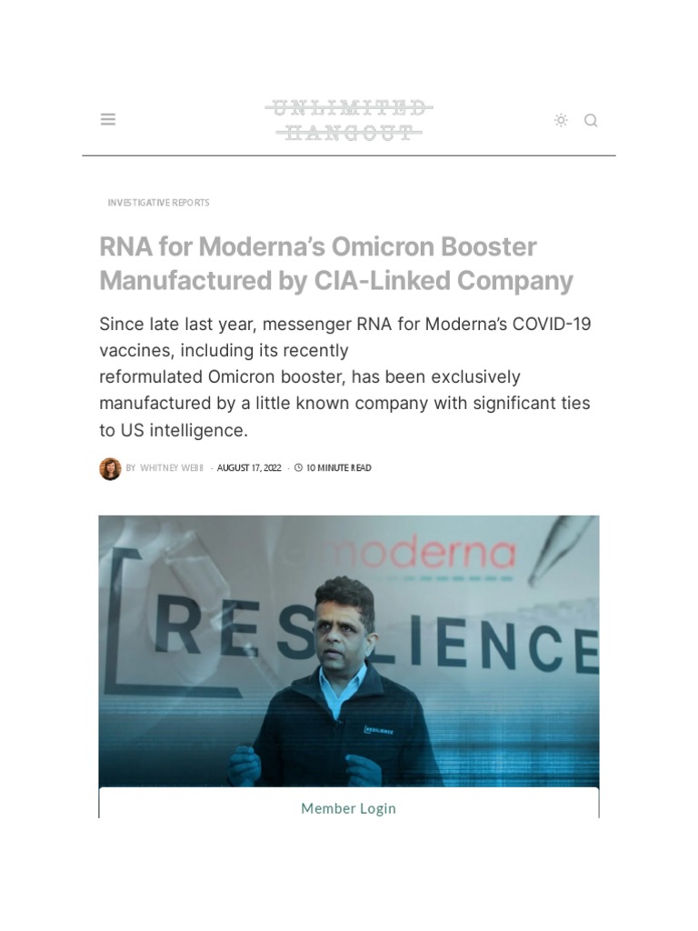 RNA For Moderna's Omicron Booster Manufactured by CIA-Linked Company | PDF | Virus
