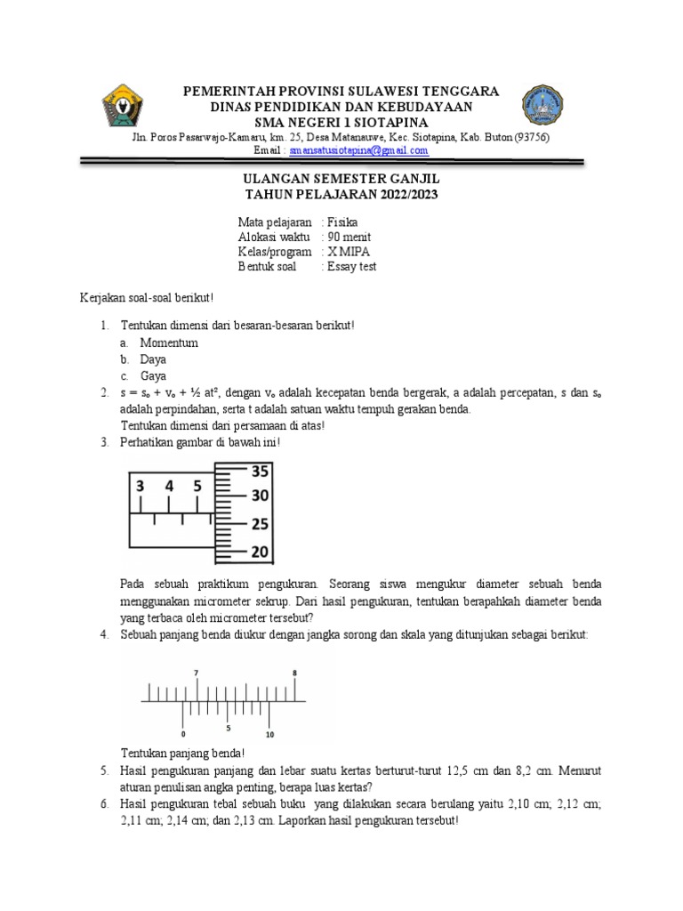 Soal UAS Fisika Kelas X | PDF