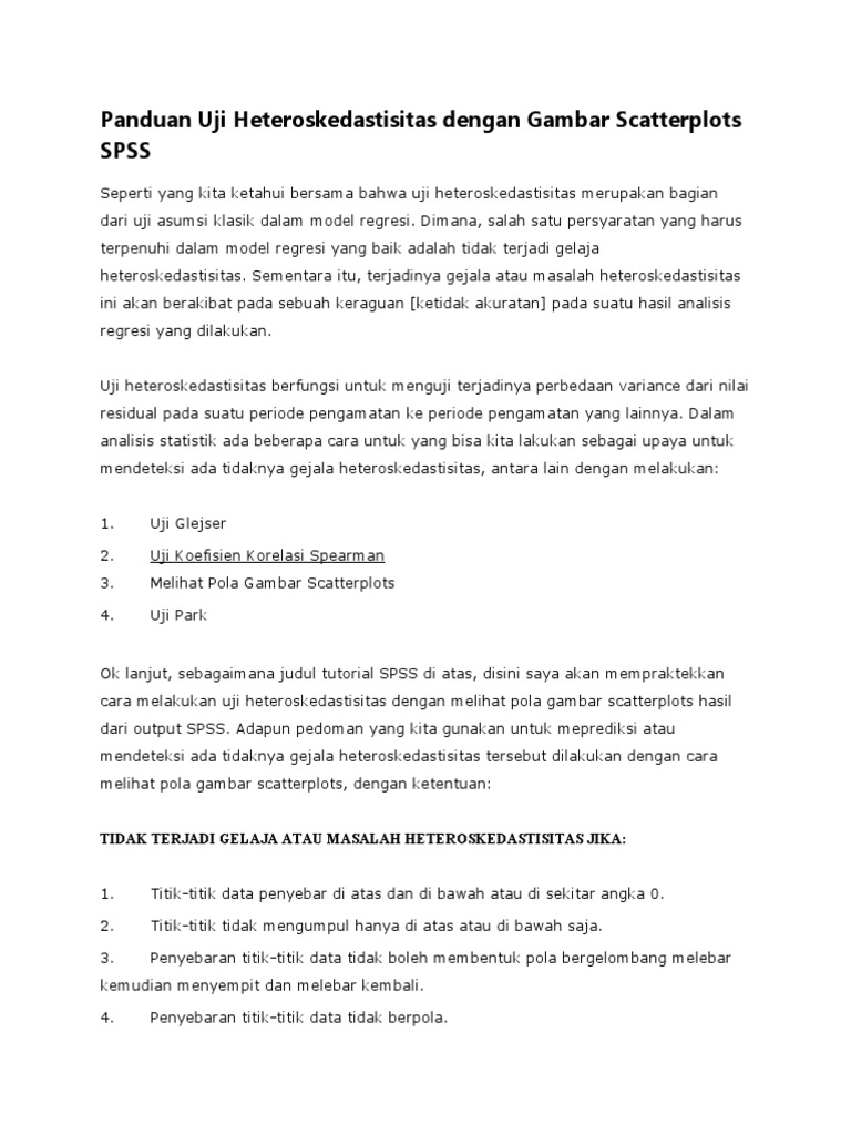 Uji Heteroskedastisitas SPSS Scatterplots | PDF | Karier & Perkembangan