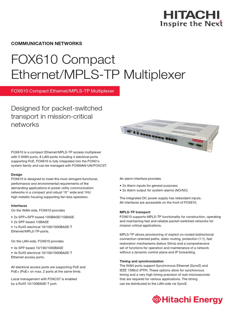 04 FOX610 Compact Ethernet & MPLS-TP Switch | PDF | Ethernet | Computer ...