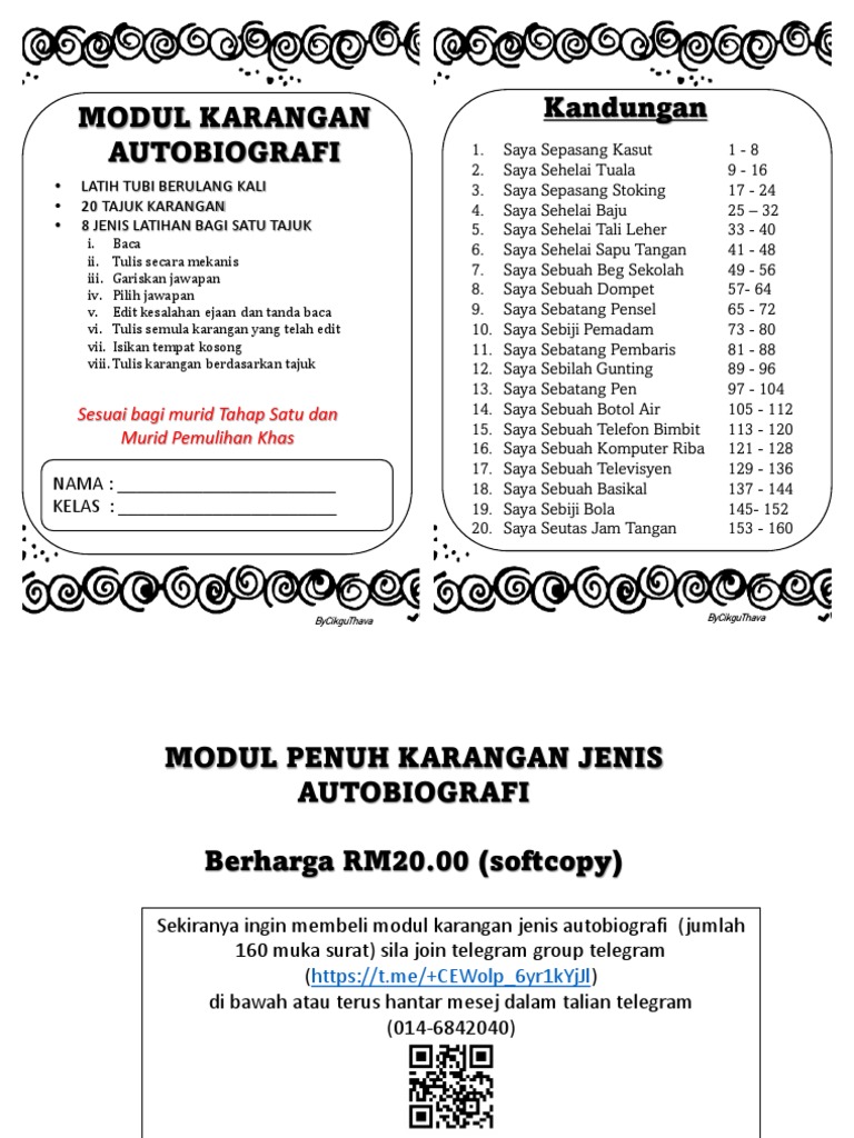 Modul Karangan Autobiografi Tahap 1 Atau Kelas Pemulihan Pdf