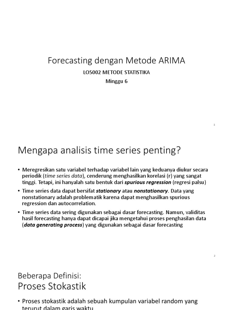 Minggu 6 Peramalan Time Series Metode ARIMA | PDF