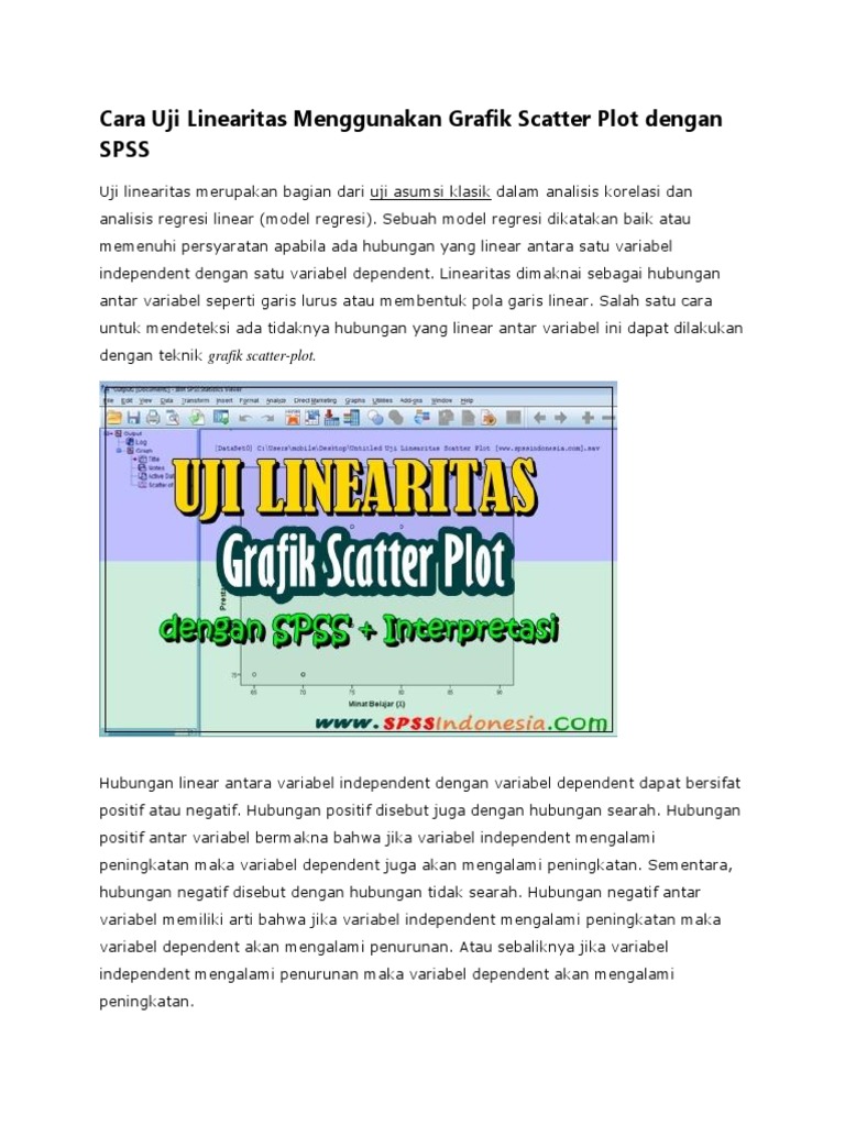 8 - Cara Uji Linearitas Menggunakan Grafik Scatter Plot Dengan SPSS | PDF
