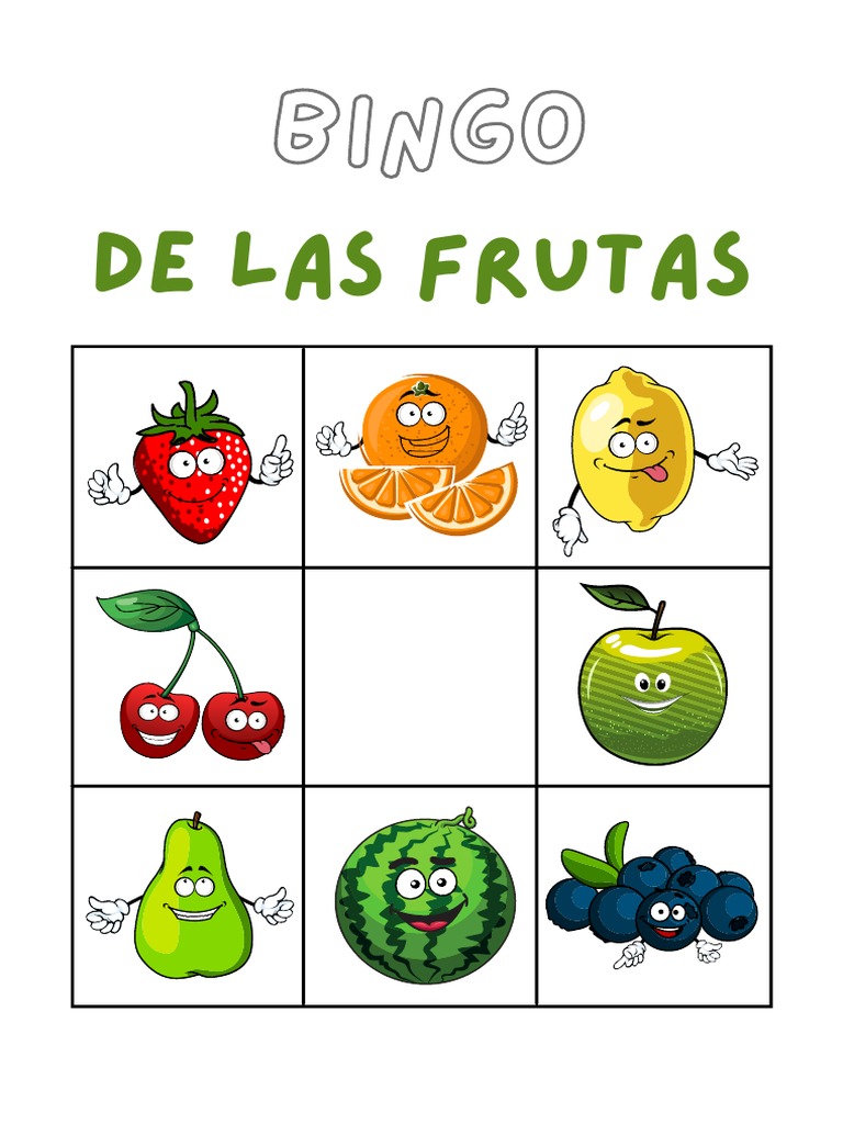 Bingo de Frutas para Imprimir | PDF | Cocina, comidas y vino